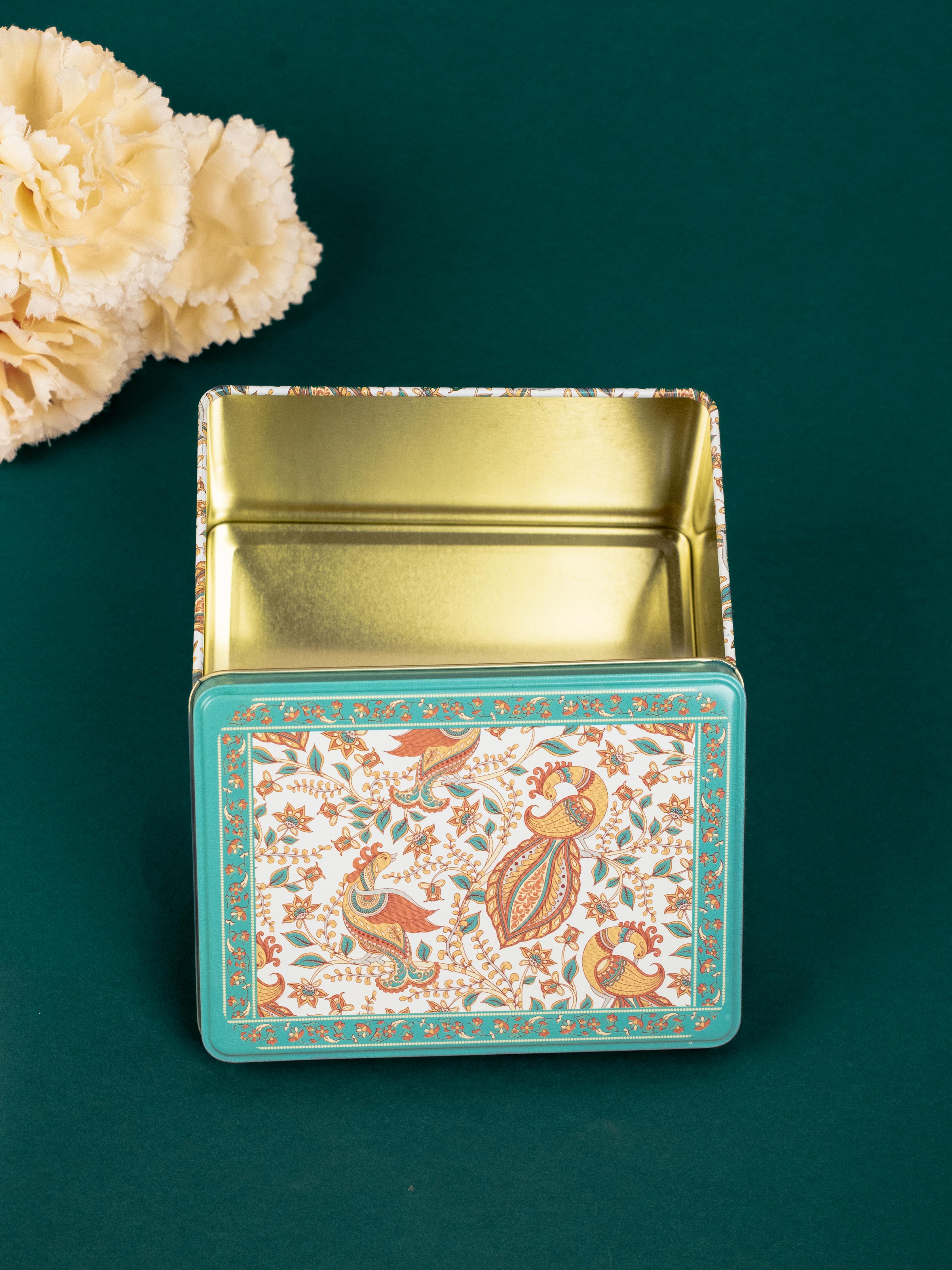 Tin Box - Floral Peacock Design - 5x3 inch - WBG1808 – Wedtree