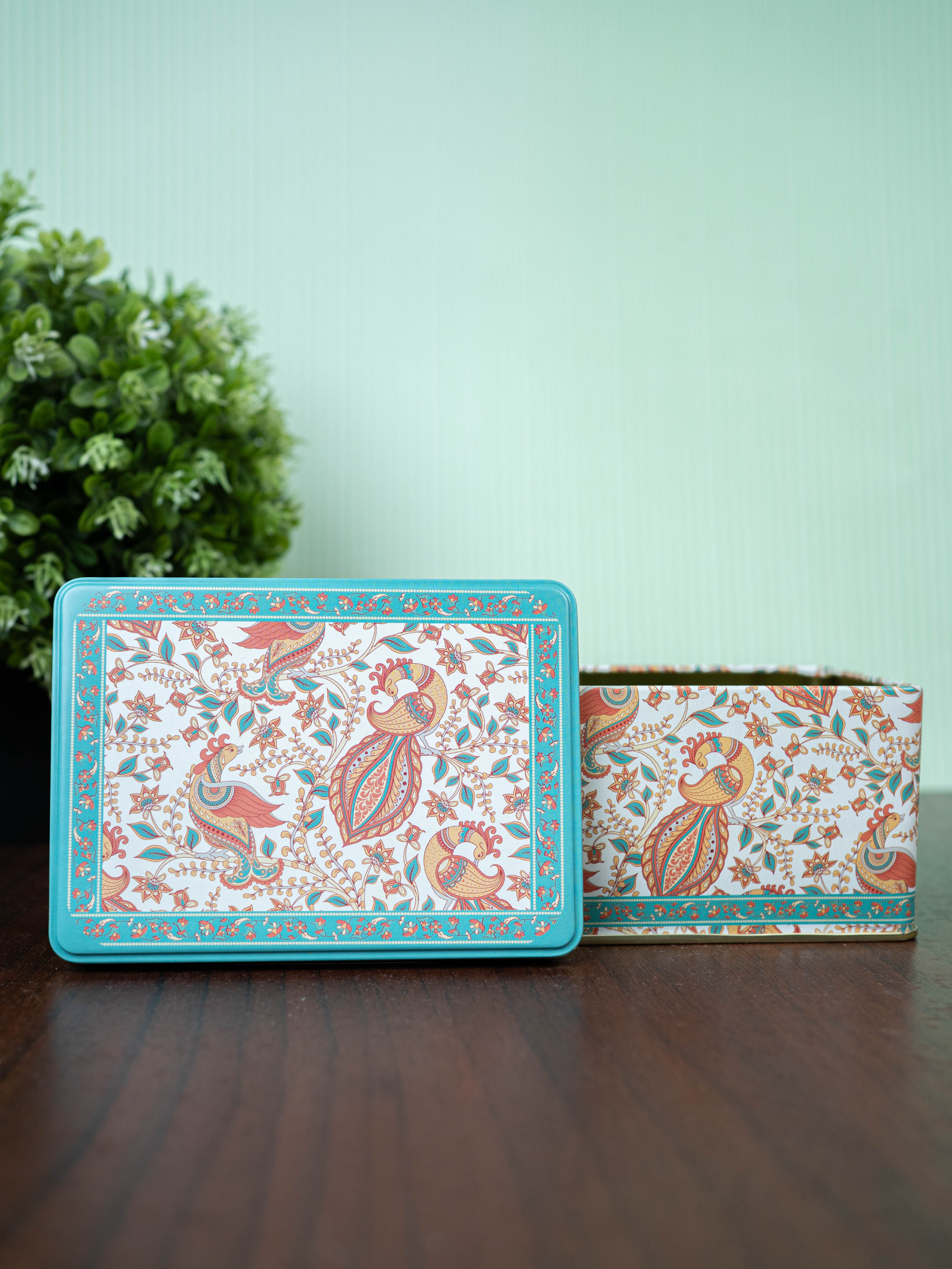 Tin Box - Floral Peacock Design - 5x3 inch - WBG1808 – Wedtree