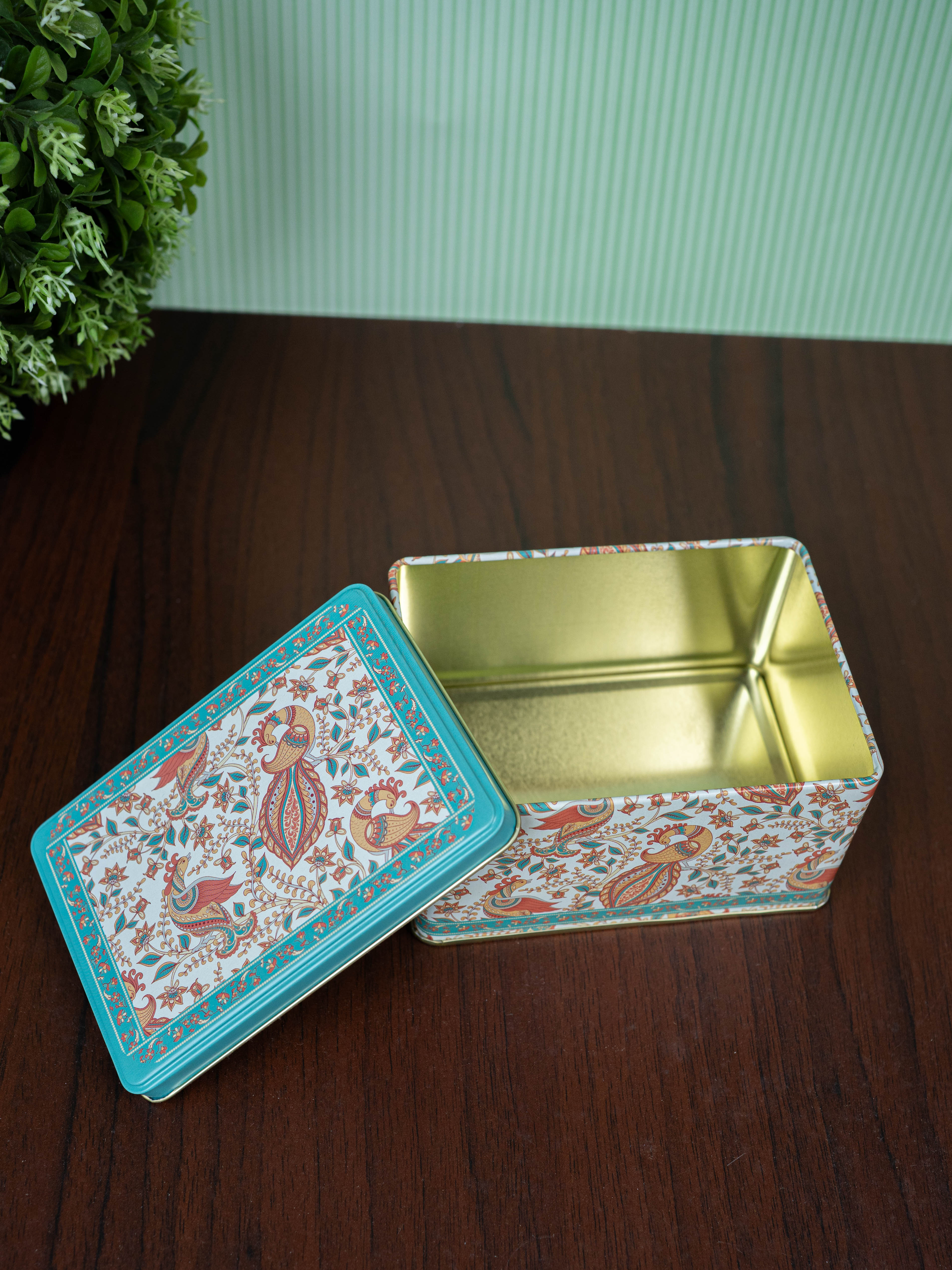 Tin Box - Floral Peacock Design - 5x3 inch - WBG1808 – Wedtree
