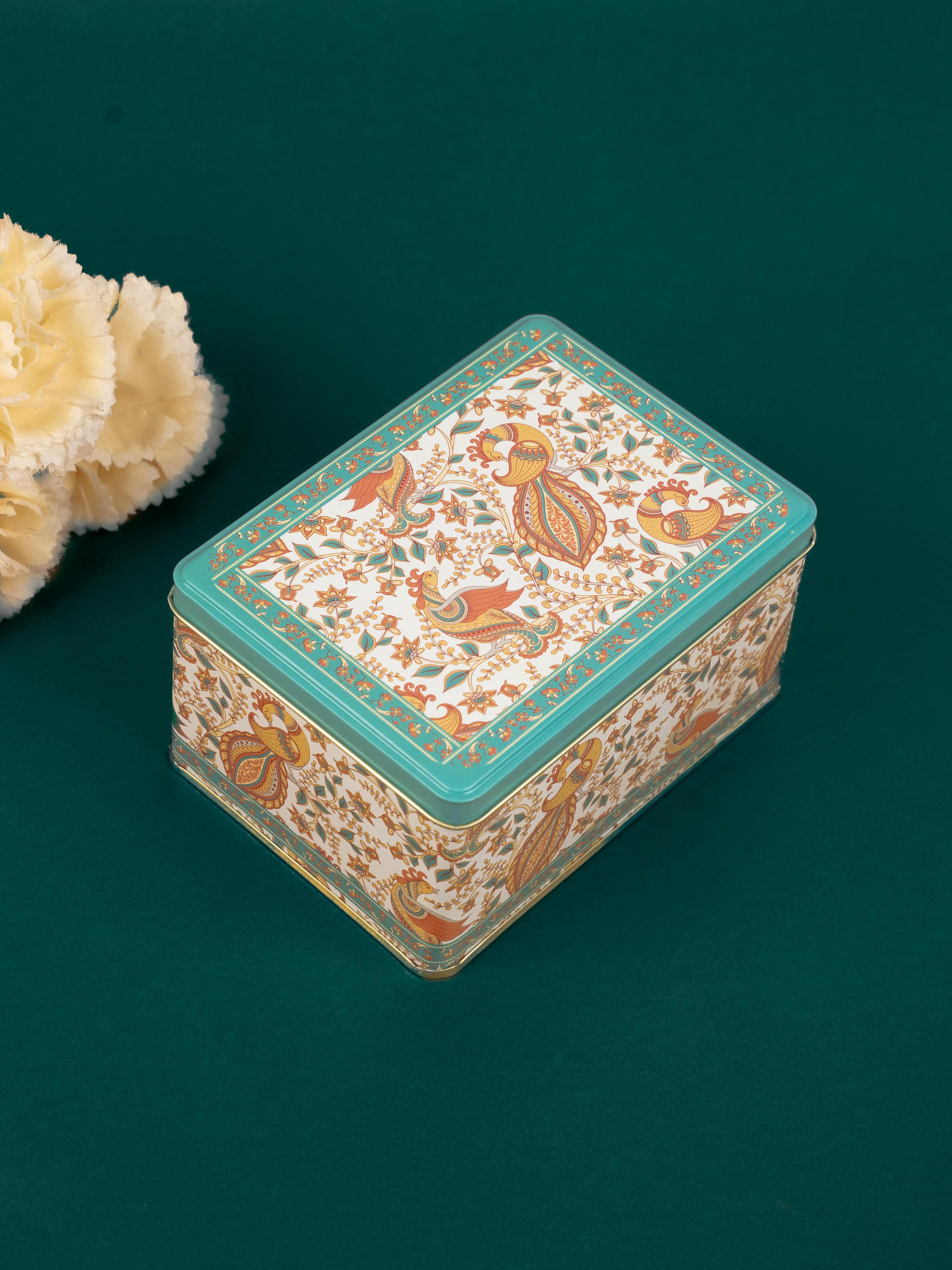 Tin Box - Floral Peacock Design - 5x3 inch - WBG1808 – Wedtree