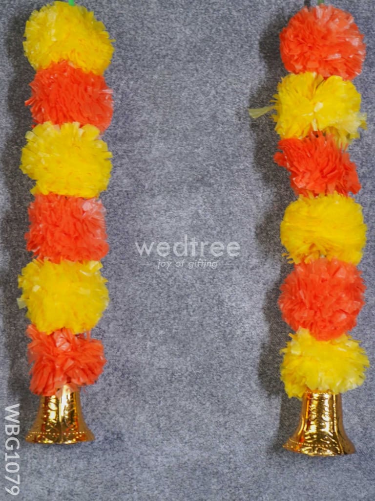 Artificial Mixed Color Marigold Flower Thoran with Bells - WBG1079 ...