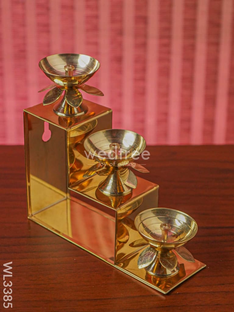 Brass 3 Step Diya Stand Wall Hanging - WL3385 – Wedtree