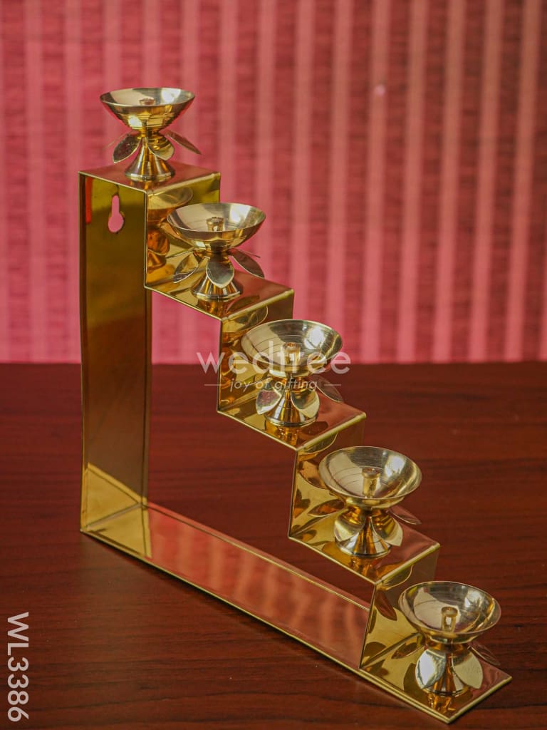Brass 5 Step Diya Stand Wall Hanging - WL3386 – Wedtree