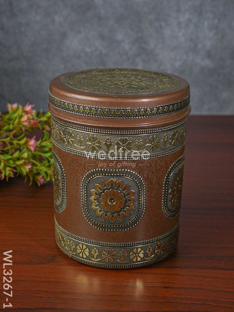 Gold Oxidized Dabba - Brown - 7 inch - WL3267-1 – Wedtree