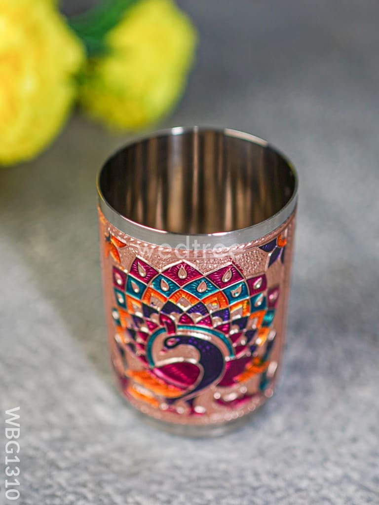 Meenakari Glass - Peacock Design - Copper Finish - WBG1310 – Wedtree