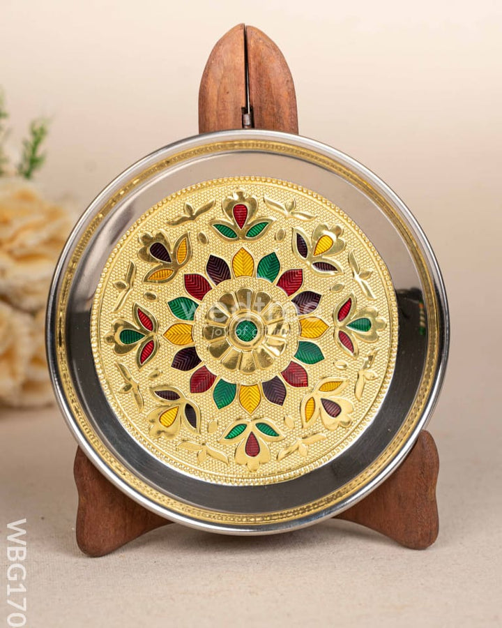 Meenakari Plate - Gold - 6 inch - WBG1704 – Wedtree