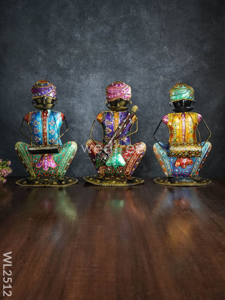Metal Handpainted Musician Showpieces (Set of 3) - WL2512 – Wedtree