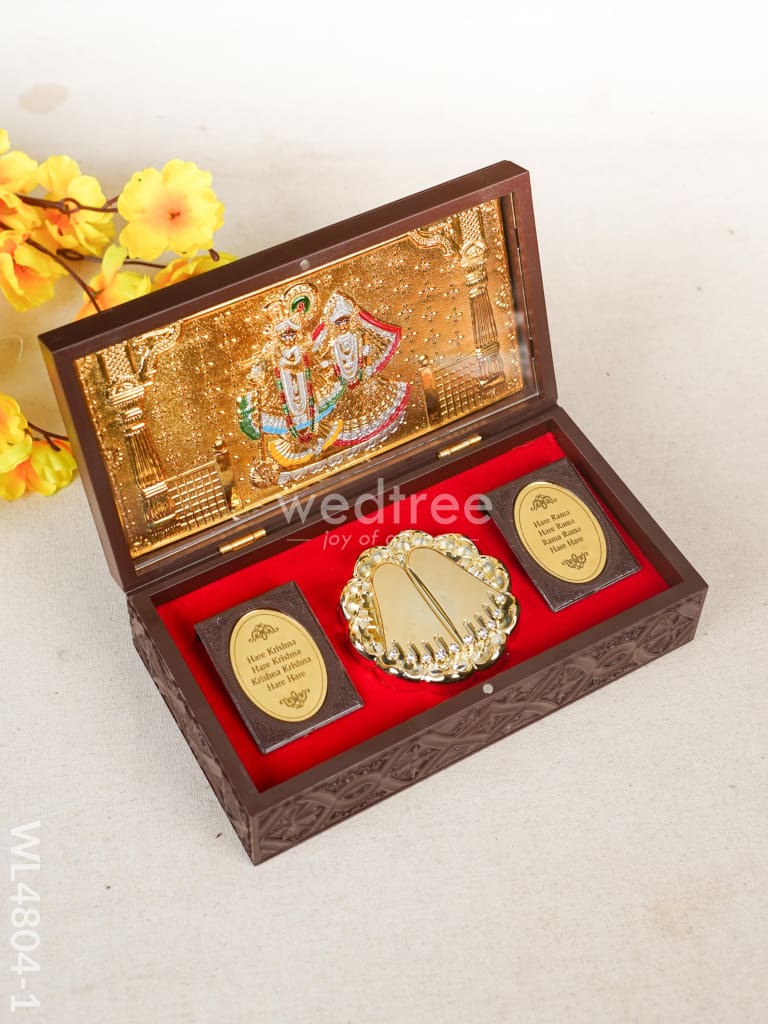 Paduka Prayer Box - Large - Radha-Krishna - 8 inch - WL4804 – Wedtree