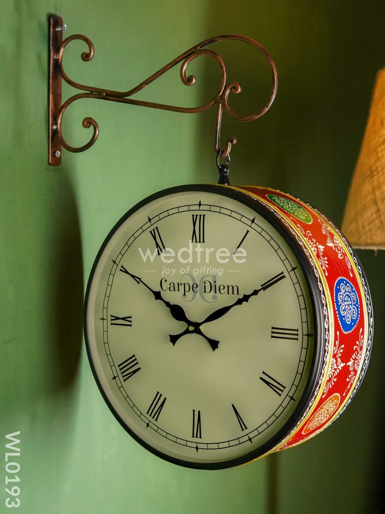 Railway clocks - Hand painted clock in Multi colour design and floral ...